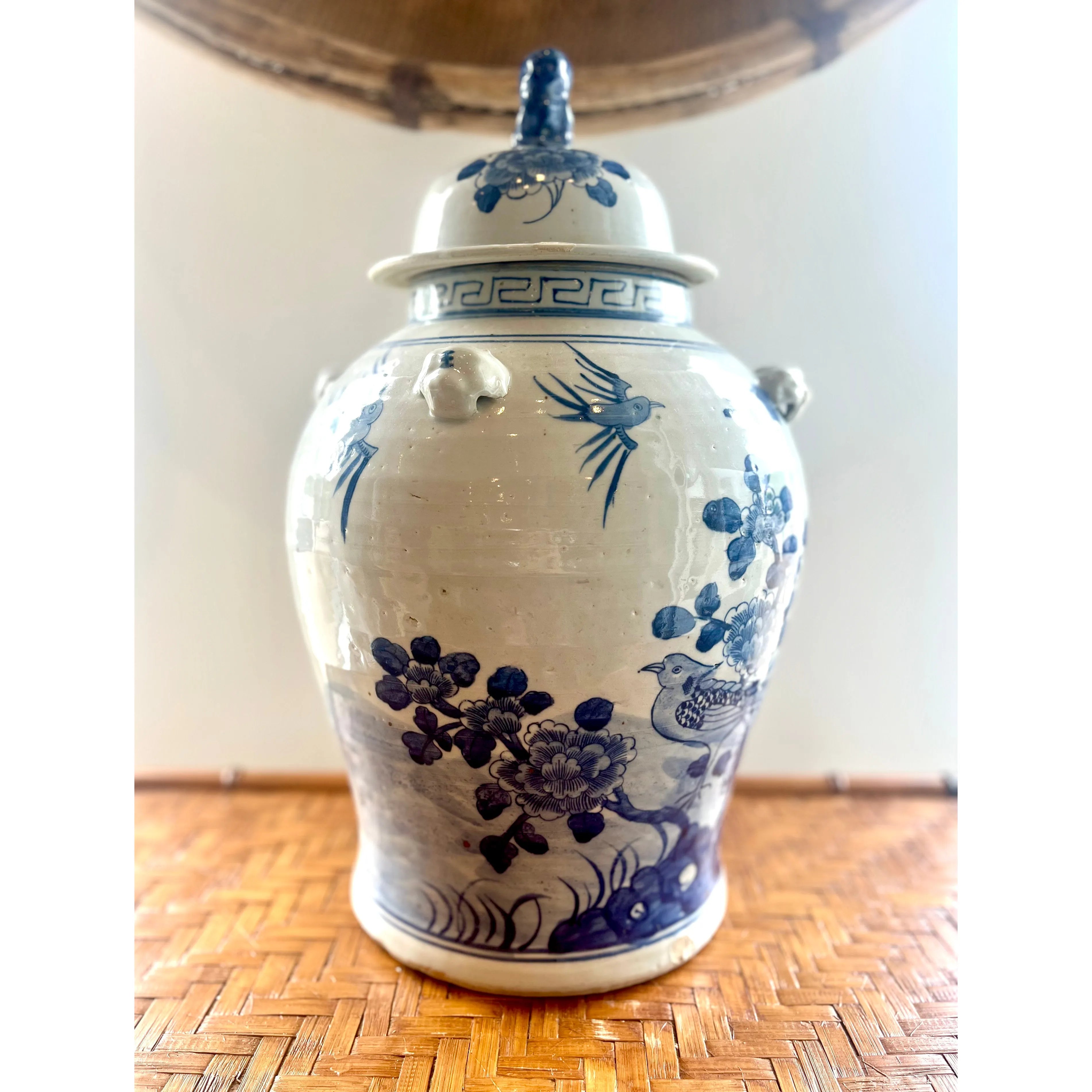 Large Blue & White Flower Bird Temple Vessel – Estilo Home