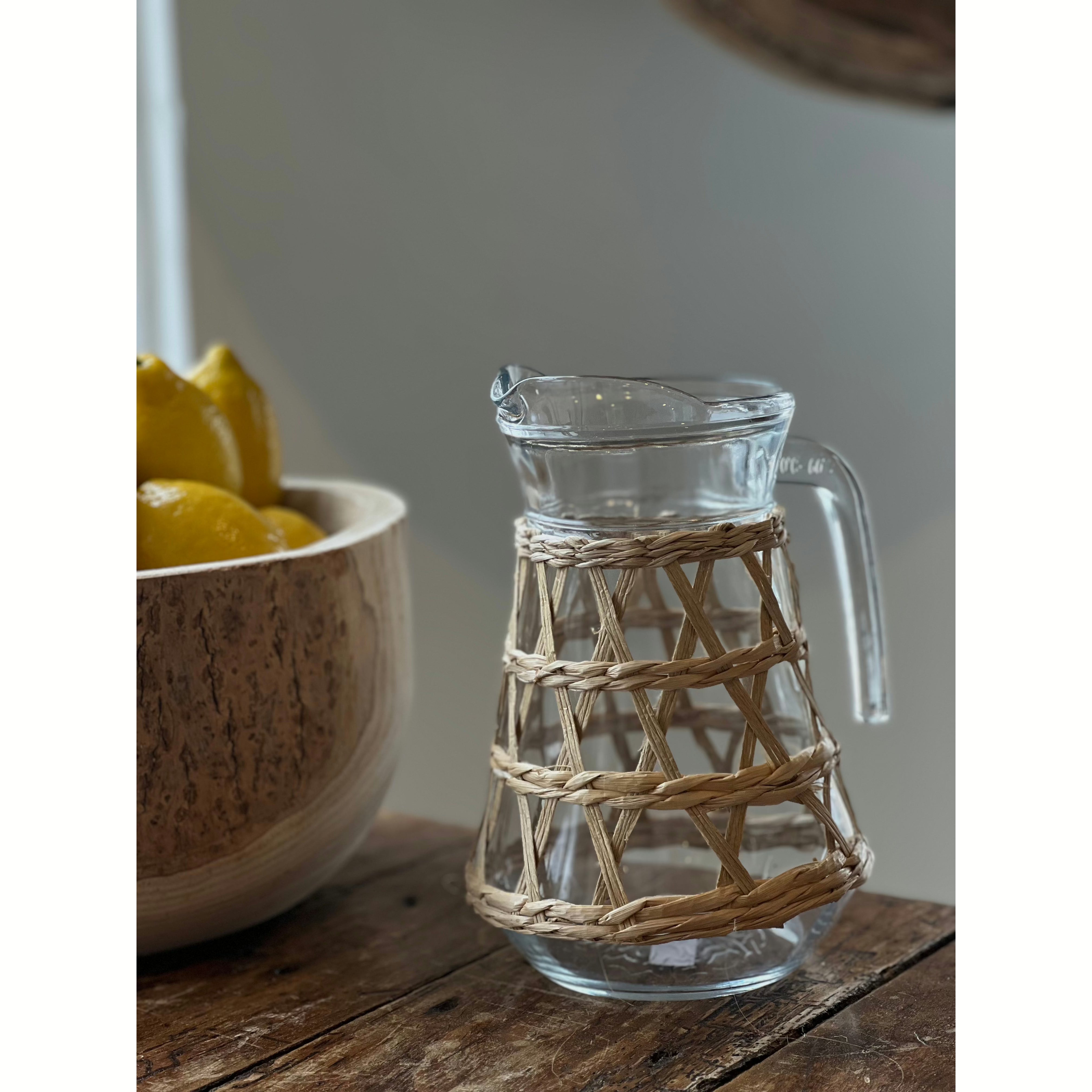 Natural Glass Rattan Pitcher – Estilo Home